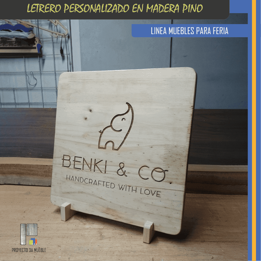 Letrero de madera pino personalizado en Perú - Proyecto 3A Mueble